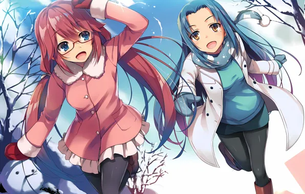 Скачать обои Red Hair Long Hair Legs Trees Girls Anime Blue Eyes Beautiful раздел сёнэн