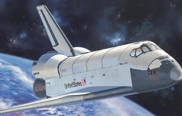 Обои space, art, painting, aviation, Space Shuttle Orbiter на телефон и ...