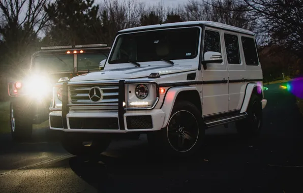 Скачать обои Light, Mercedes, Hummer, White, W463, G-class, раздел ...
