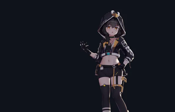 Скачать обои Linux Belly Black Background Standing Anime Girls Open Mouth Simple 