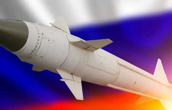 Обои Ракета, Россия, Флаг РФ, Ракета с боеголовкой, Flag of the Russian ...
