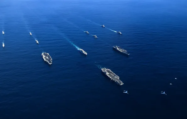 Обои aircraft carriers, USS Ronald Reagan CVN 76, USS Nimitz CVN 68 ...