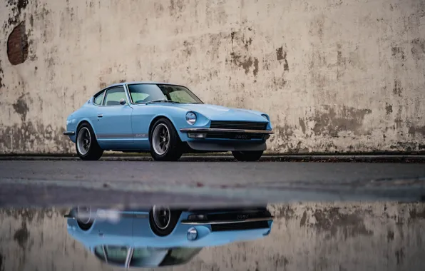 Обои Nissan, Blue, Front, Water, Side, Datsun 240Z, Nissan 240Z, The ...