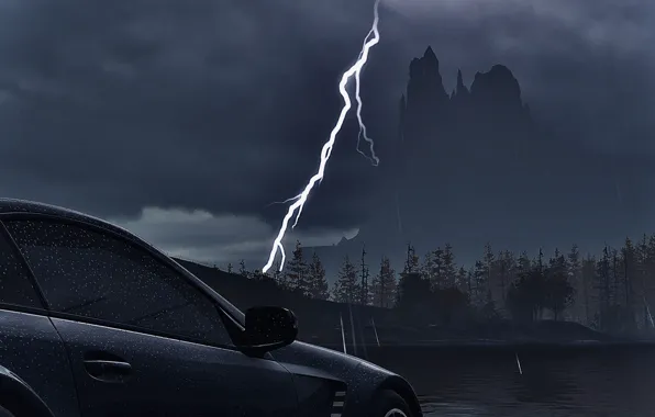 Обои HDR, Mercedes, Benz, Clouds, Storm, AMG, Mountain, Rain на телефон ...