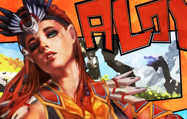 Обои девушка, лицо, art, Aloy, Horizon Zero Dawn, Machine Hunter на ...