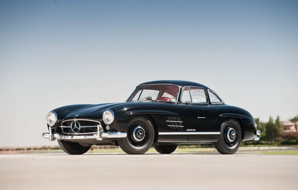 Скачать обои Mercedes-Benz, black, retro, 300SL, sports car, Mercedes ...
