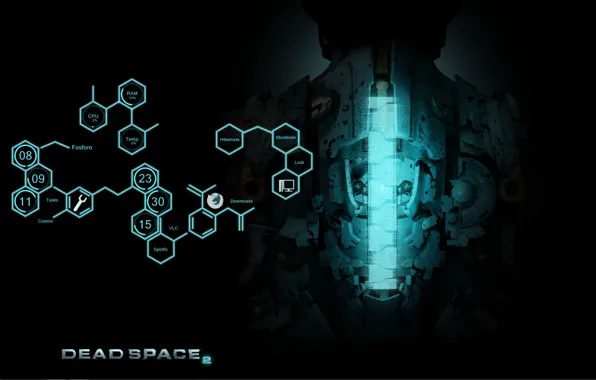 Скачать обои blue, Dead Space 2, words, liquid, suit, раздел игры в разрешении 1920x1080