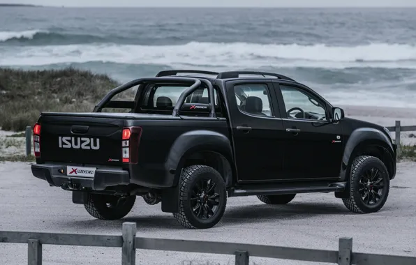 Обои чёрный, ограждение, пикап, Isuzu, D-Max, 2019, X-Rider Black на телефон и рабочий стол ...