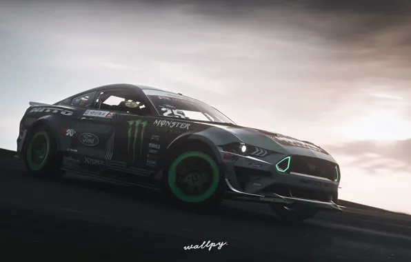 Скачать обои Mustang, Ford, Microsoft, RTR, Monster Energy, game art ...