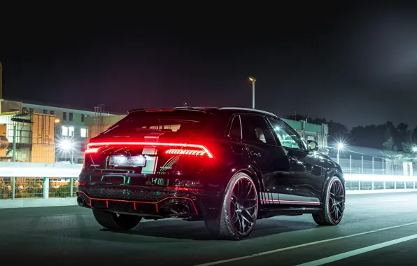Обои Audi, Light, Black, Night, Rear, Manhart, RSQ8, Audi RSQ8 на ...