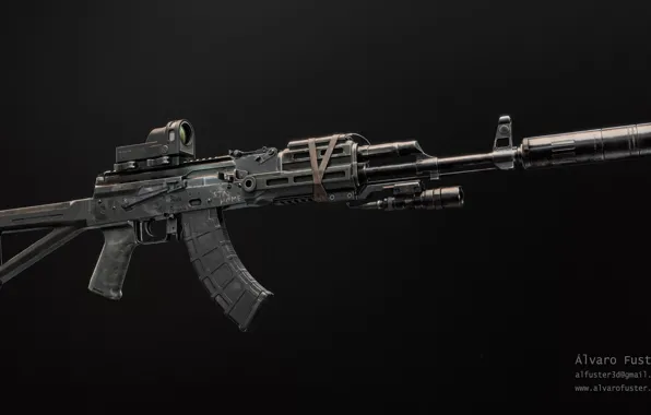 Обои рендеринг, оружие, тюнинг, Автомат, Gun, weapon, render ...