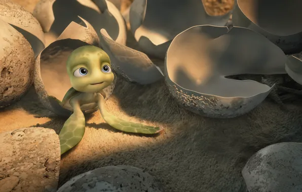 Обои мультфильм, черепашка, шевели ластами на телефон и рабочий стол ...