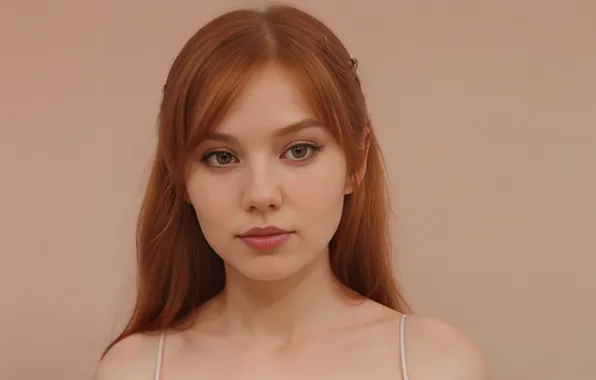 Скачать обои Girl Green Eyes Beautiful Redhead Cute Portrait раздел девушки в разрешении