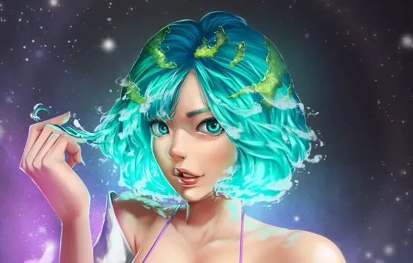Скачать обои Girl Anime Blue Hair Anime Girl раздел прочее в