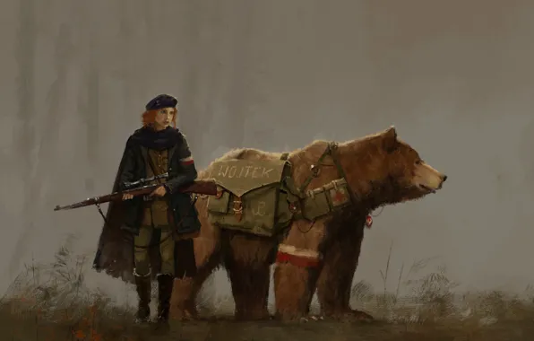 Обои gun, game, bear, weapon, woman, cross, uniform, seifuku картинки ...