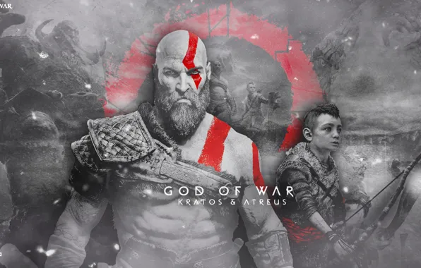 Скачать обои game, demigod, weapon, Kratos, God of War, man, bow ...