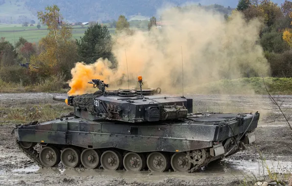 Обои танк, учения, Leopard 2A4, Леопард 2а4, Дымовая Завеса на телефон ...