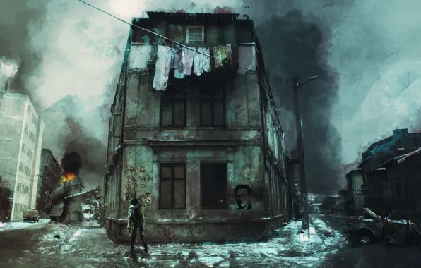 Обои город, безысходность, арт, развалены, графити, бедность, будушие ...