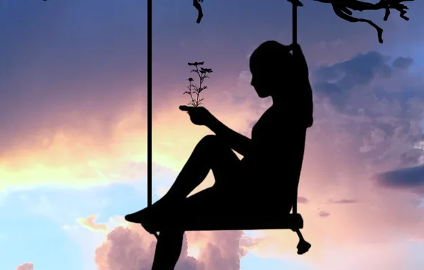 Обои sky, woman, sunset, night, sun на телефон и рабочий стол, раздел ...