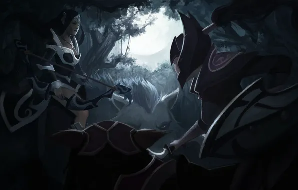 Обои кошки, звери, арт, Dota 2, Luna, Mirana, Princess of the Moon ...
