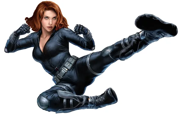 Скачать обои Scarlett Johansson, pose, Black Widow, Avengers, Martial ...