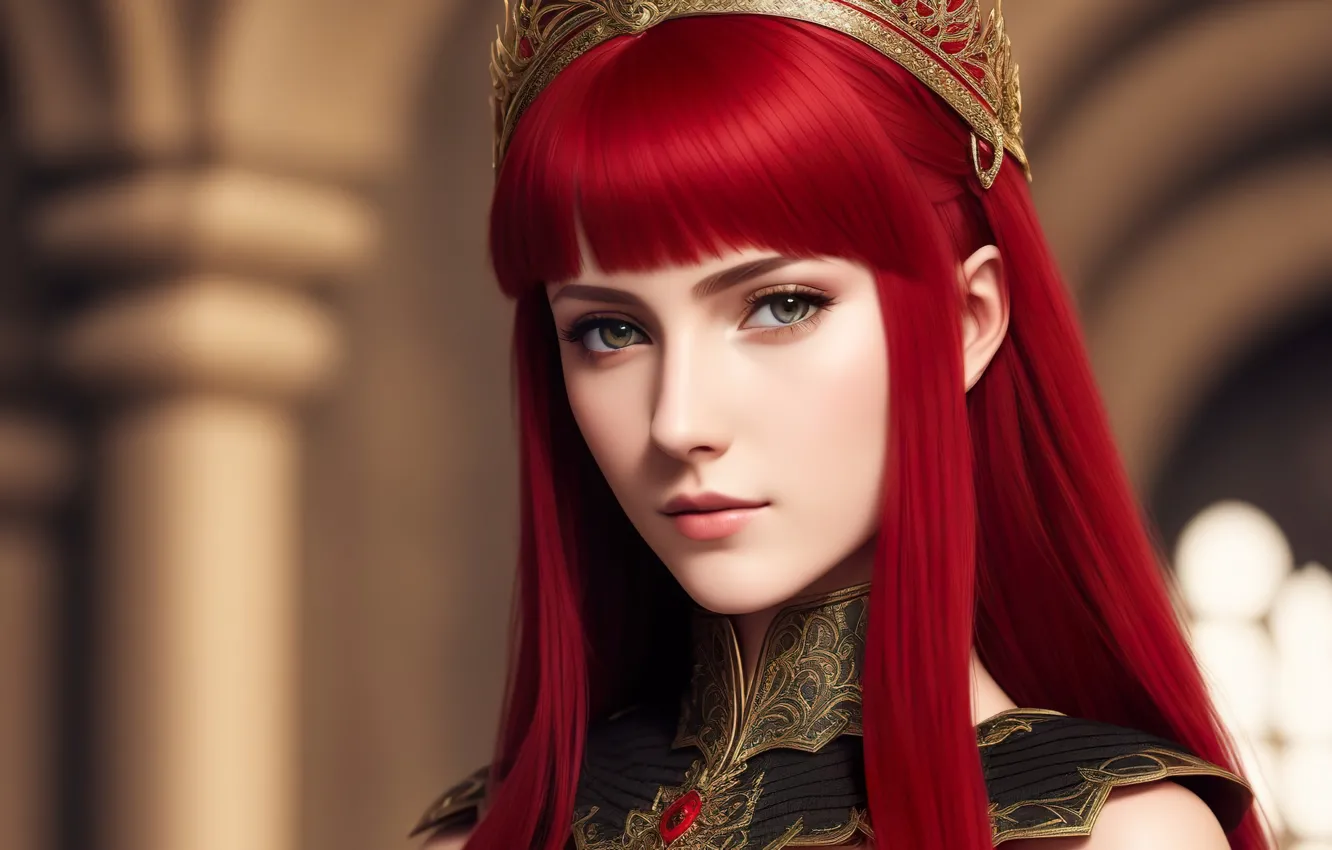 Обои girl, fantasy, red hair, art, digital art, fantasy art, fantasy ...