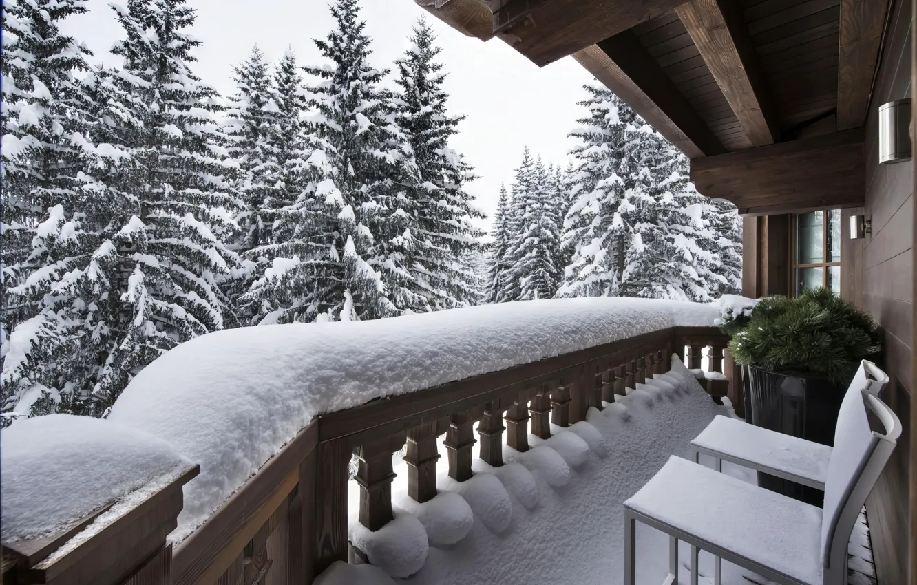 Обои Природа, Снег, Nature, Snow, Winter Veranda, Снежный Лес, Snowy ...