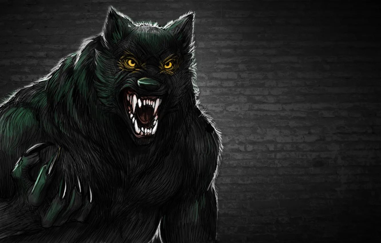 Обои стена, волк, оборотень, зубастый, werewolf на телефон и рабочий ...