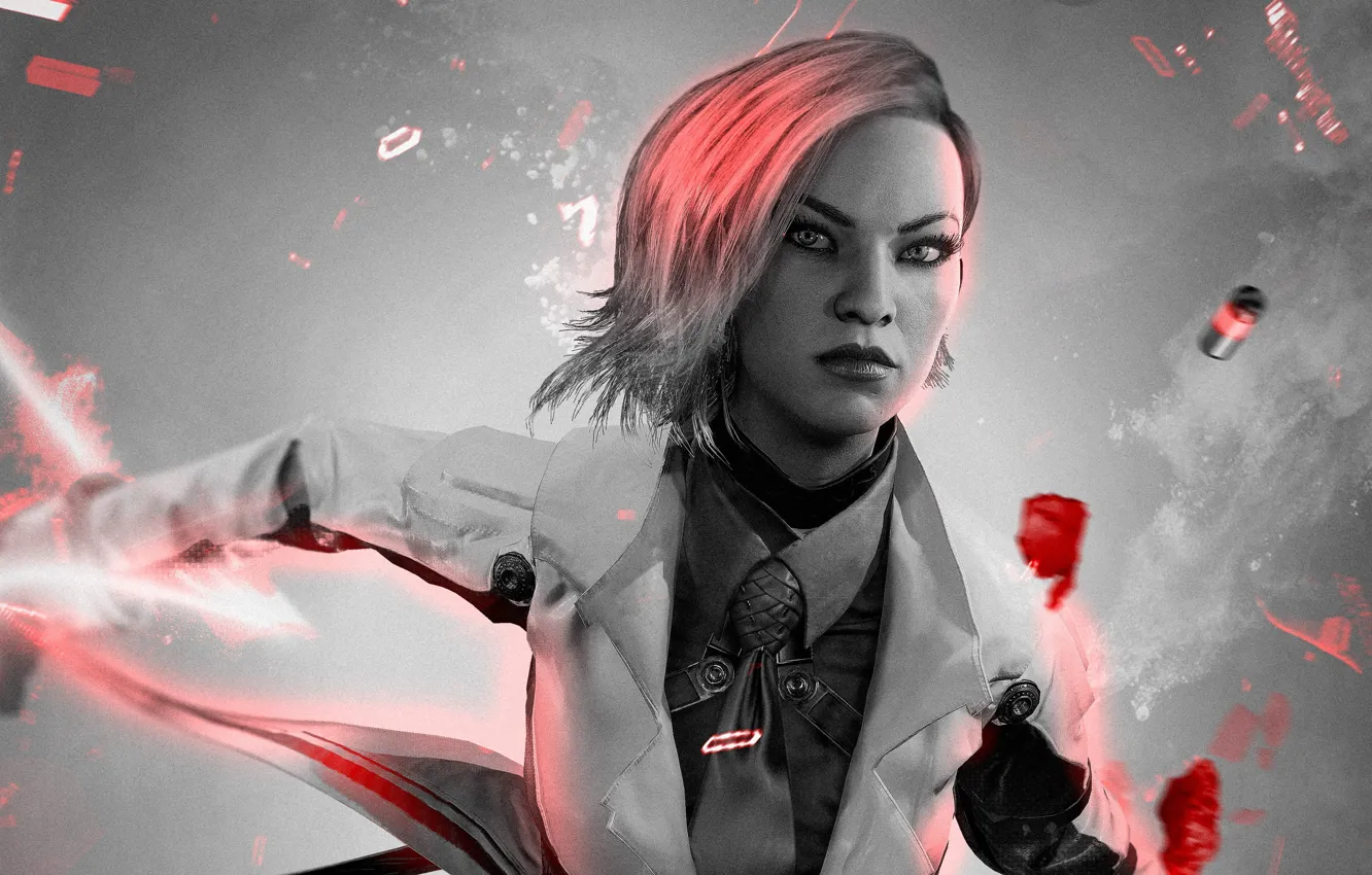 Обои red, girl, glass, game, woman, blonde, suit, uniform на телефон и ...