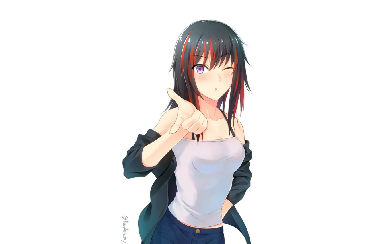 Обои girl, anime, skirt, tank top на телефон и рабочий стол, раздел ...
