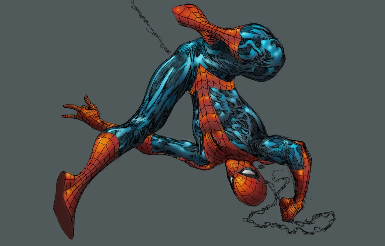 Обои серый фон, Marvel Comics, Spider-Man, Человек-Паук на телефон и ...