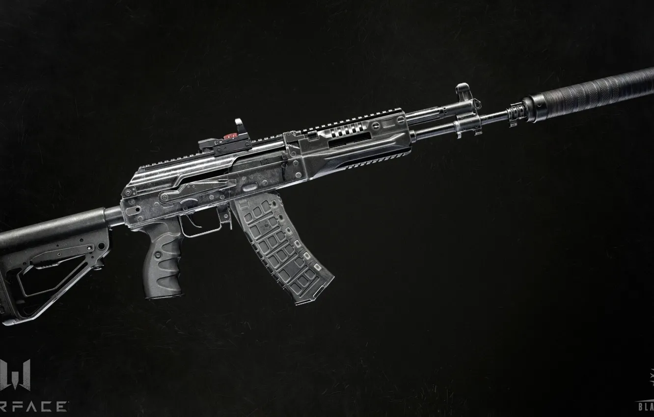 Обои рендеринг, оружие, gun, weapon, render, глушитель, калашников ...