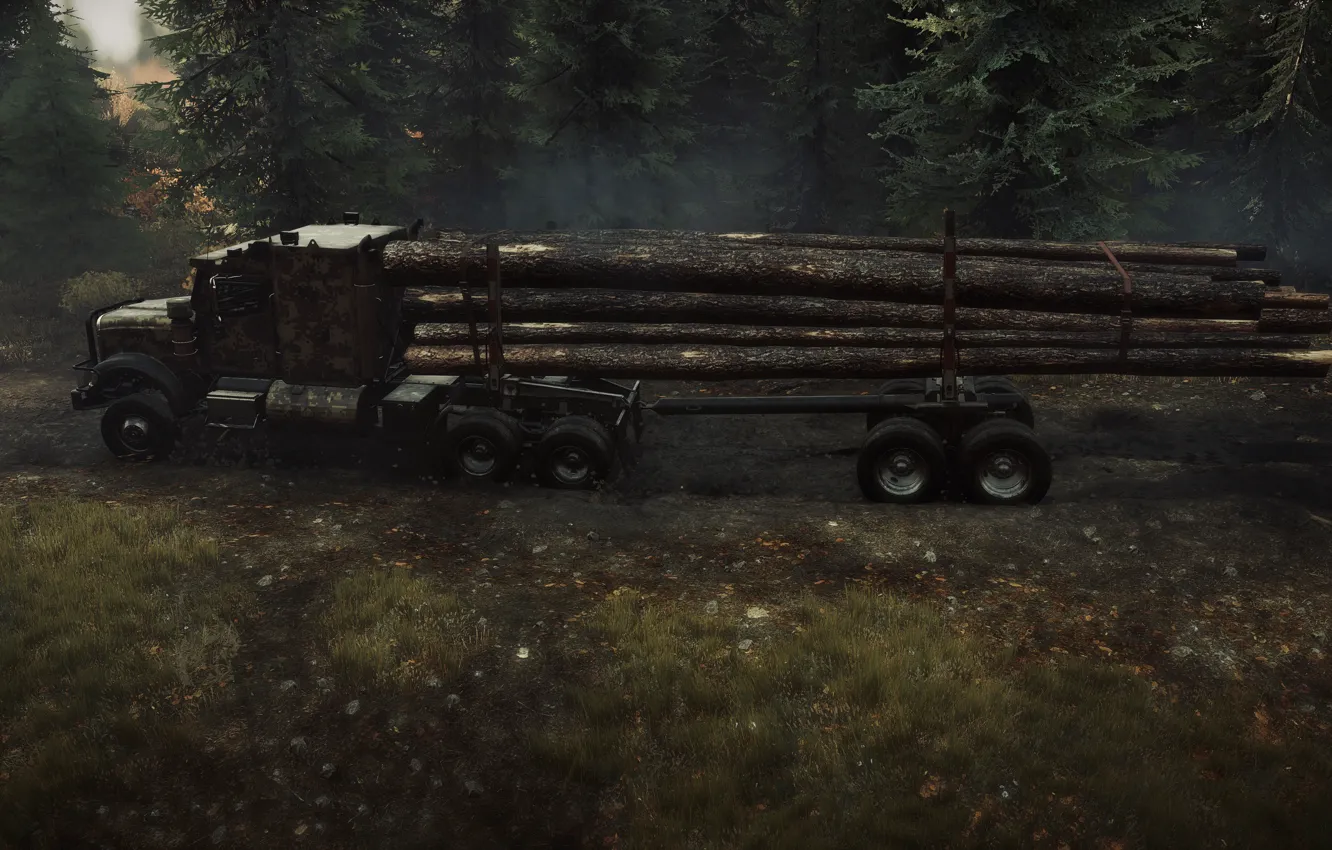 Обои HDR, Wood, Truck, Game, Michigan, UHD, Xbox One X, Logs на телефон ...