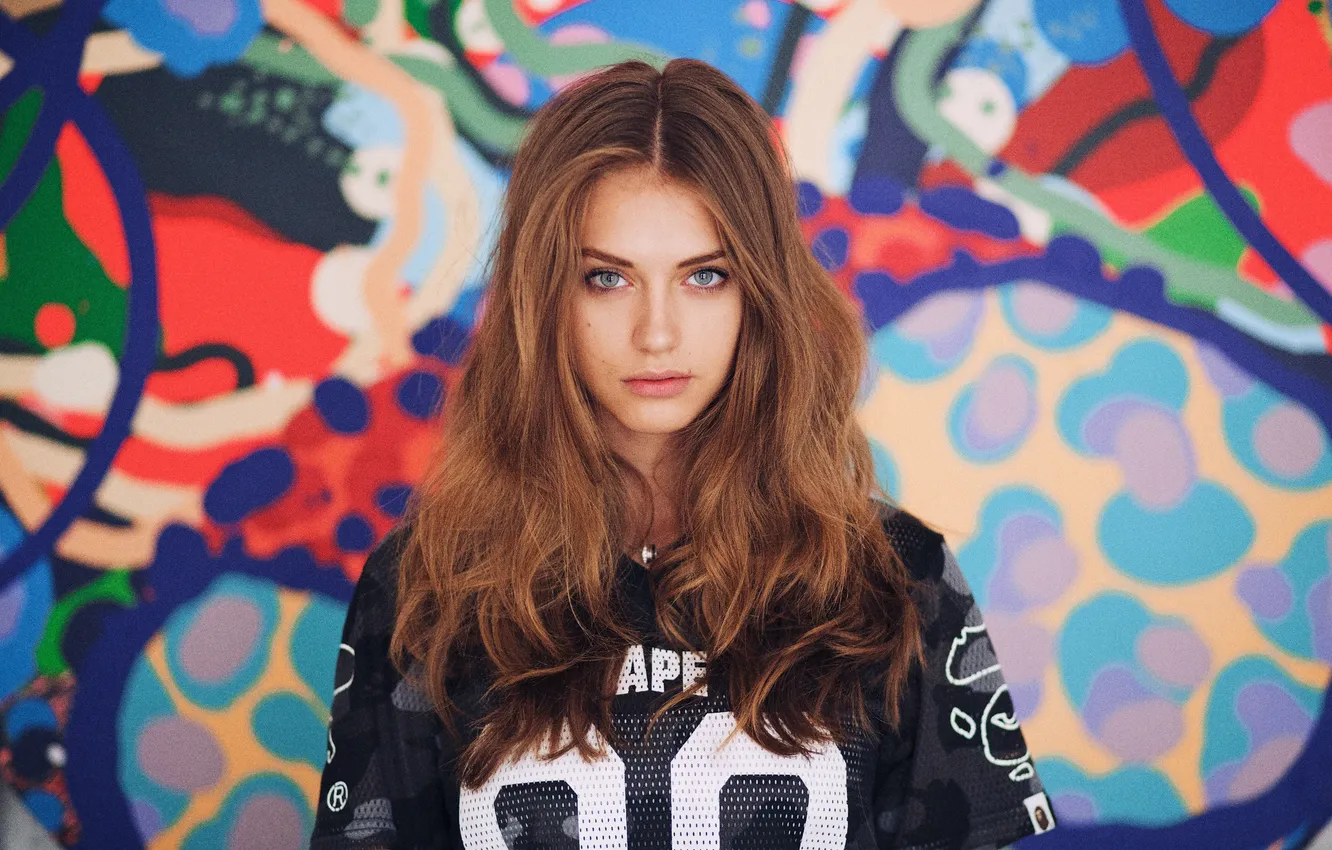 Обои model, women, face, brunette, looking at viewer, sports jerseys ...