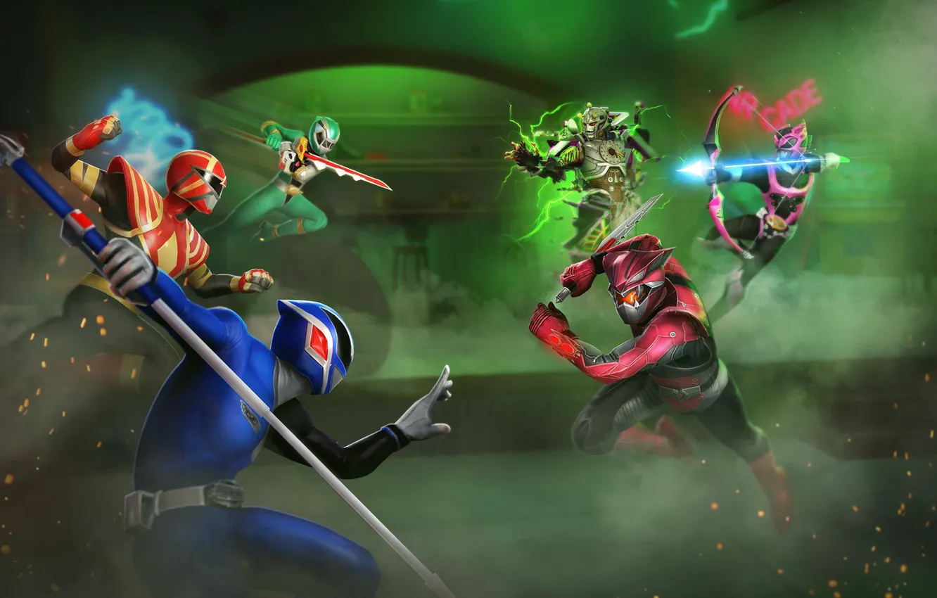 Обои green, game, lightning, power, warriors, Power Rangers, Power ...