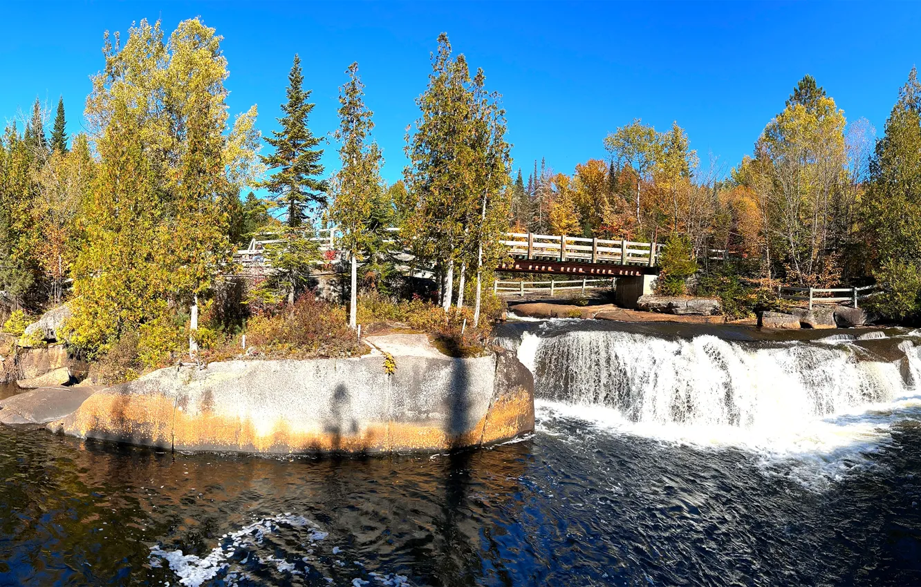 Обои Fall, River, Quebec, Forest на телефон и рабочий стол, раздел ...