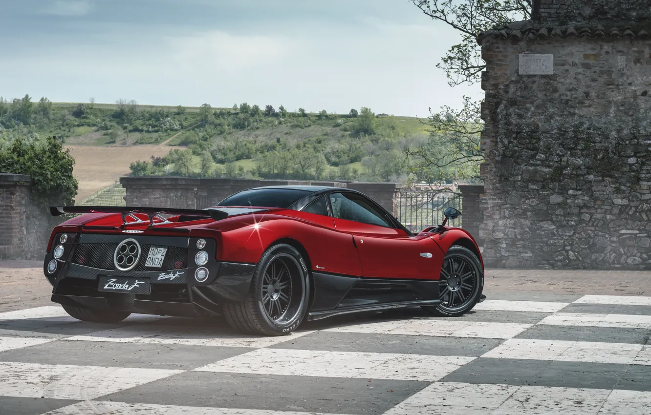 Обои red, Pagani, Zonda, rear view, Pagani Zonda F картинки на рабочий ...