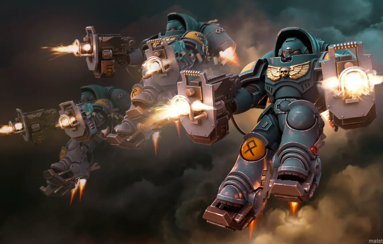 Обои gun, armor, war, warhammer 40, ultramarines, warhammer 40K, warp, laser gun на телефон и ...