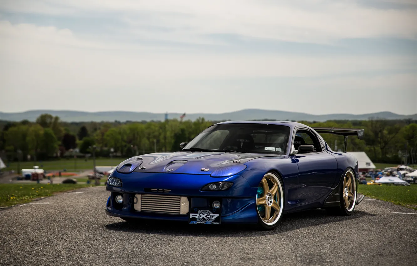 Обои Mazda, Blue, RX-7, Gold, Wheels на телефон и рабочий стол, раздел ...
