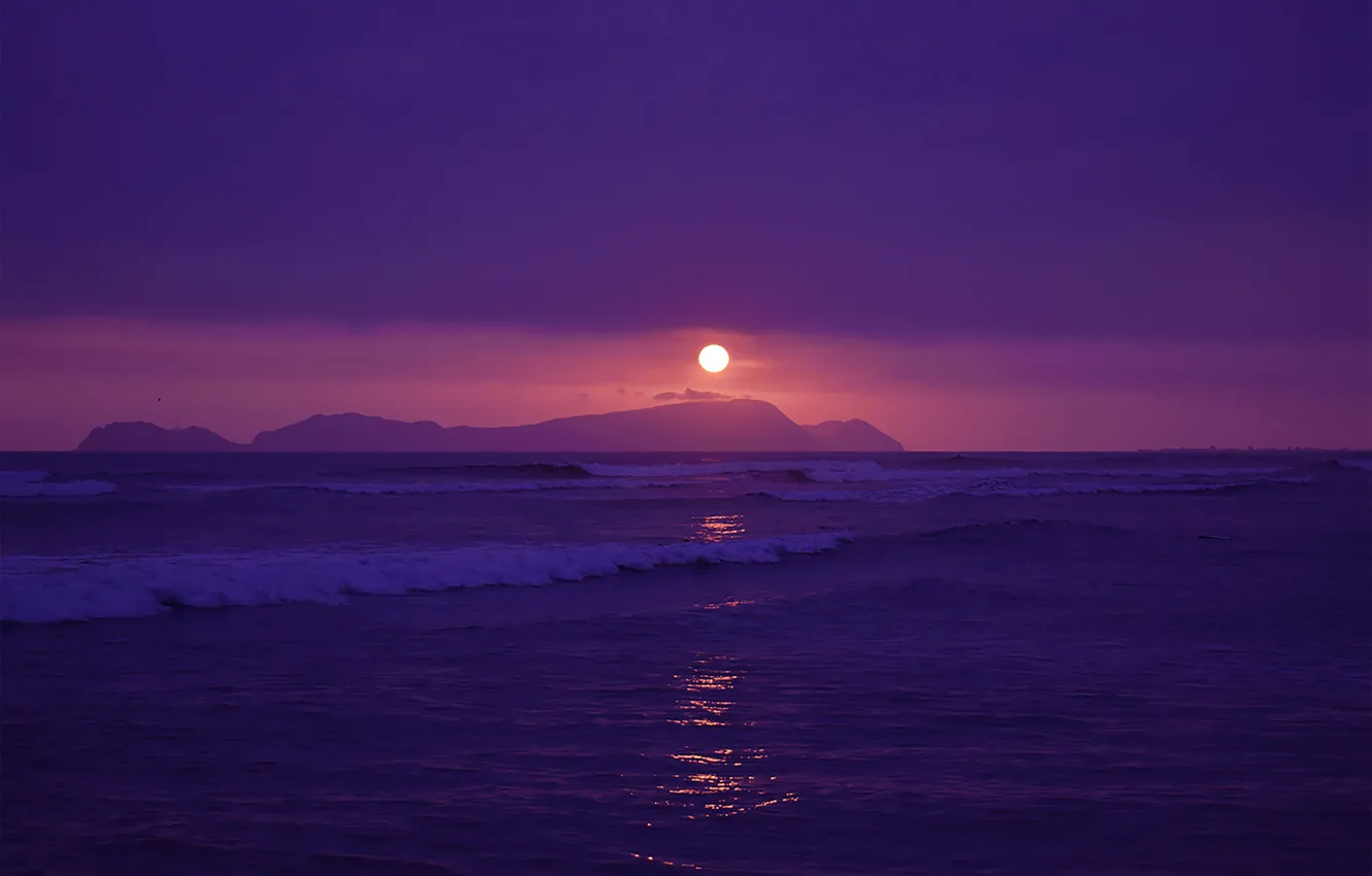 Обои beach, sky, sea, sun, purple, bay на телефон и рабочий стол ...